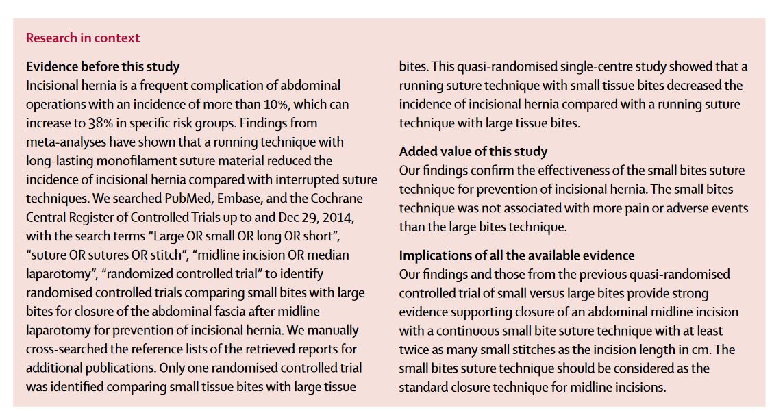 The STITCH Trial. Small bites versus large bites for closure of ...